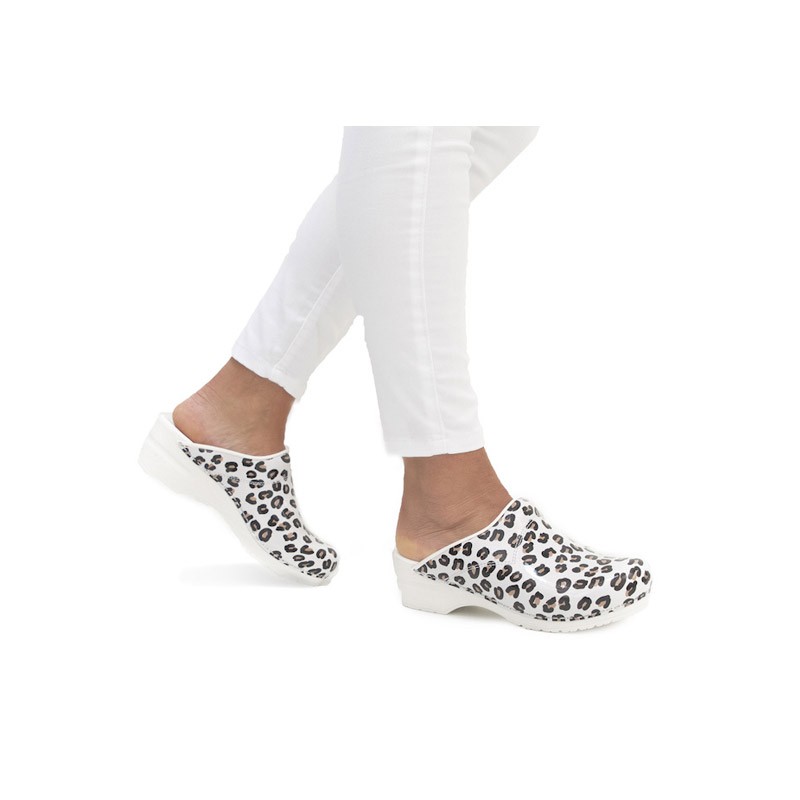 Sanita klompen Flex model 314 Wildlife Leopard wit 8679 Maat 36 Kleur Wit.